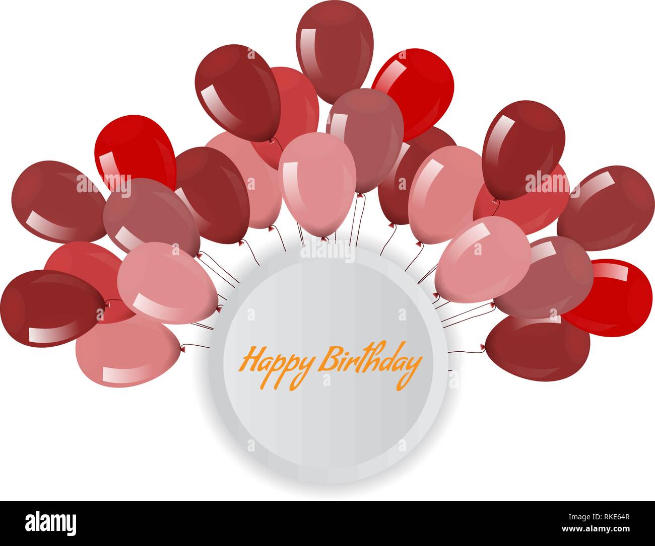 Birthday background with flying red balloons border frame and copyspace ...