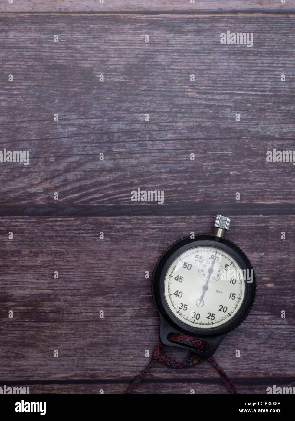 old Stopwatch on wooden table background, copy space Stock Photo - Alamy