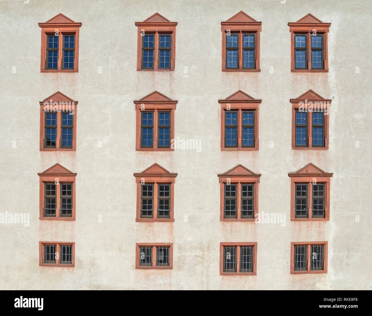 windows at a historic house facade in Franconia, a bavarian area in ...