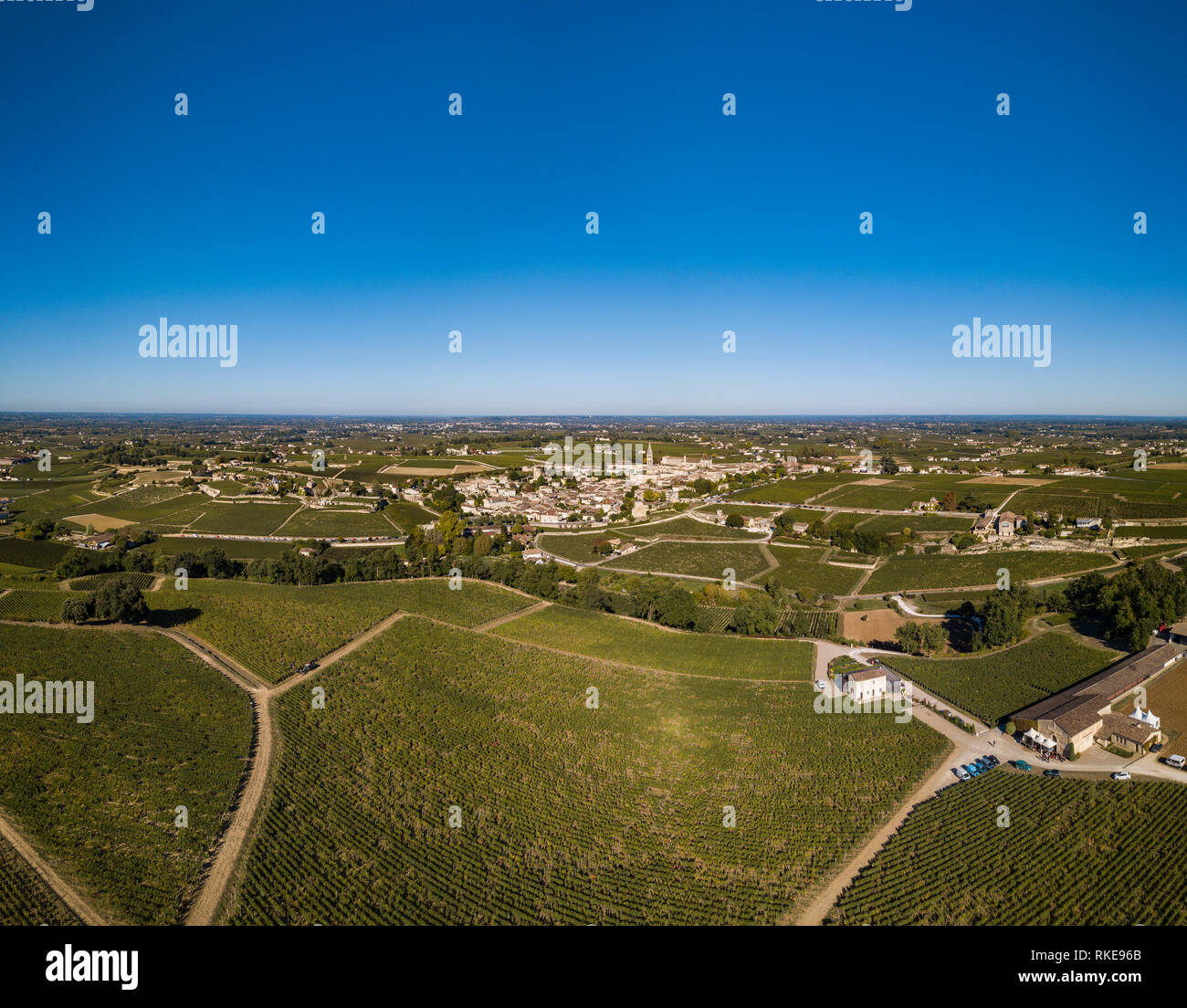 Aerial View Bordeaux vineyards, Saint-Emilion, Aquitaine area of the ...