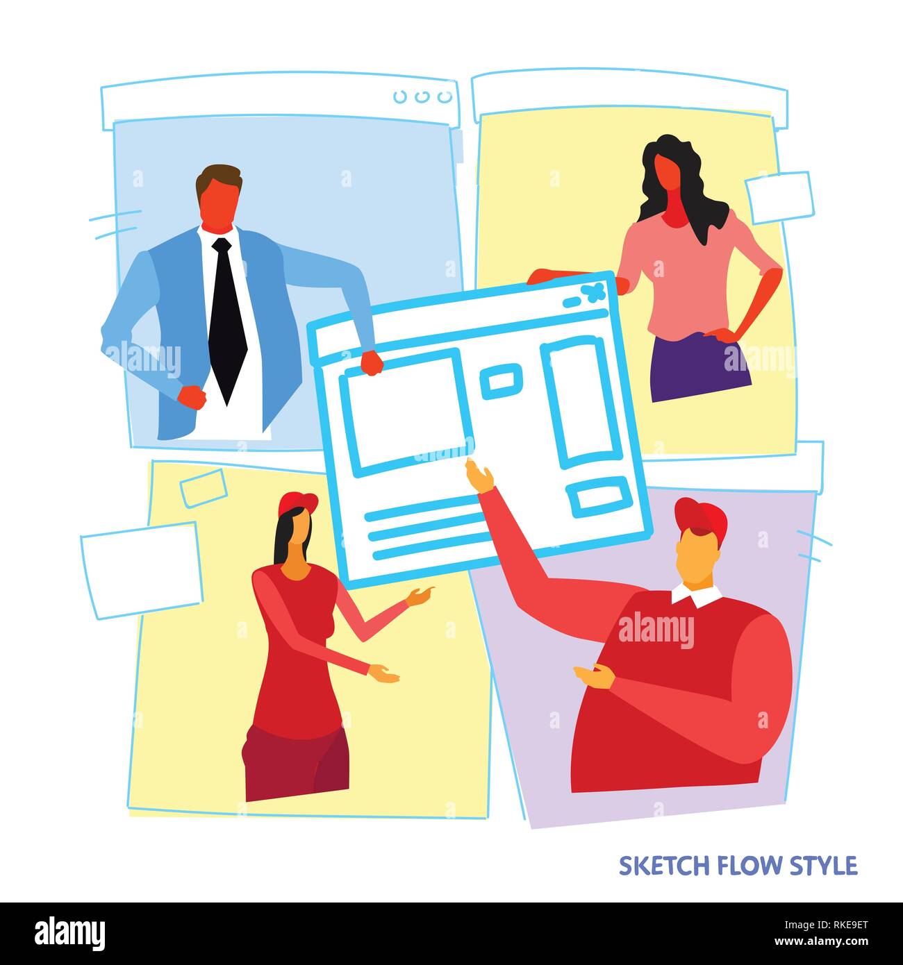 businesspeople developers building computer application and working ...