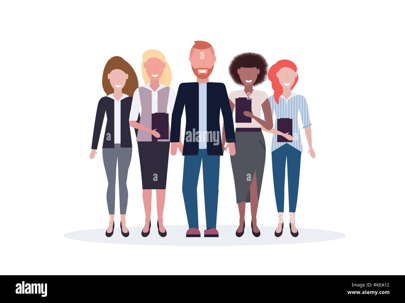 businesspeople standing together mix race business people team happy ...