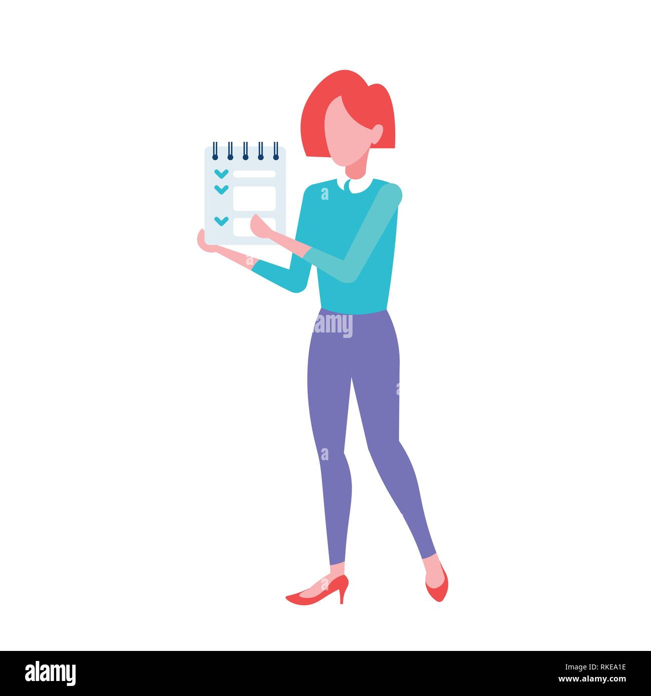 businesswoman office worker holding notepad to do check list form ...