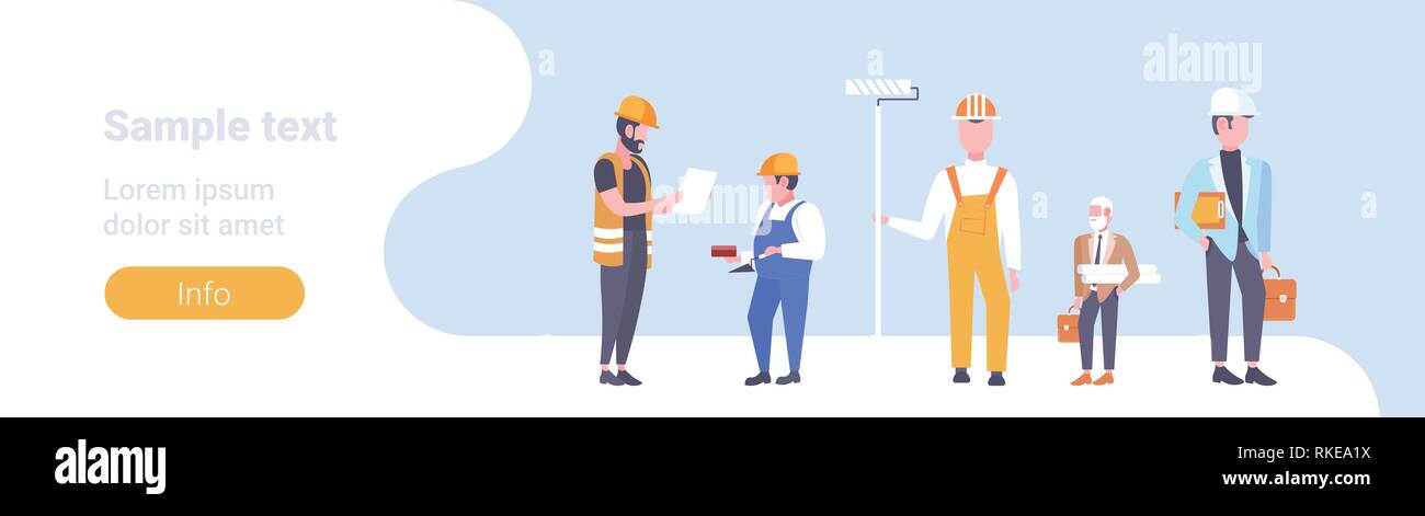 construction workers team industrial technicians men builders group ...