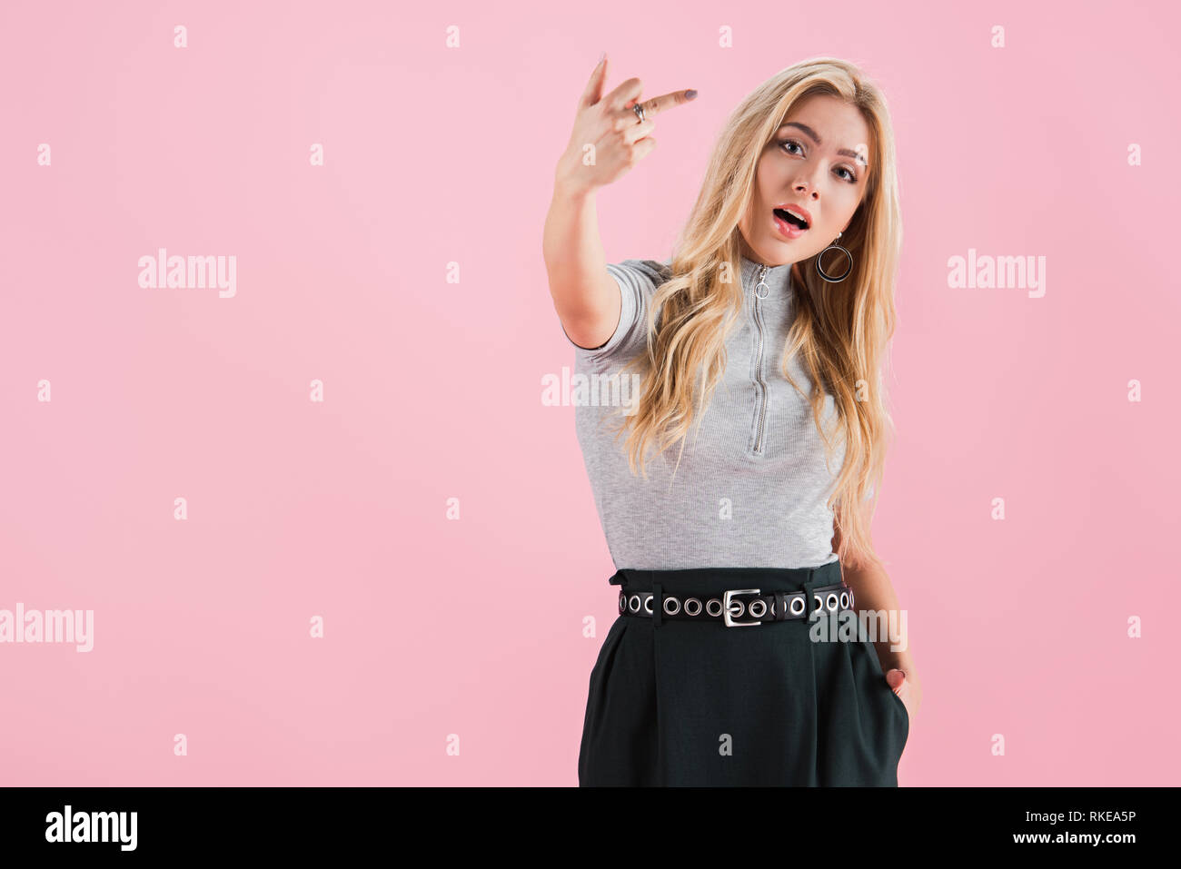 Blonde Emo Middle Finger