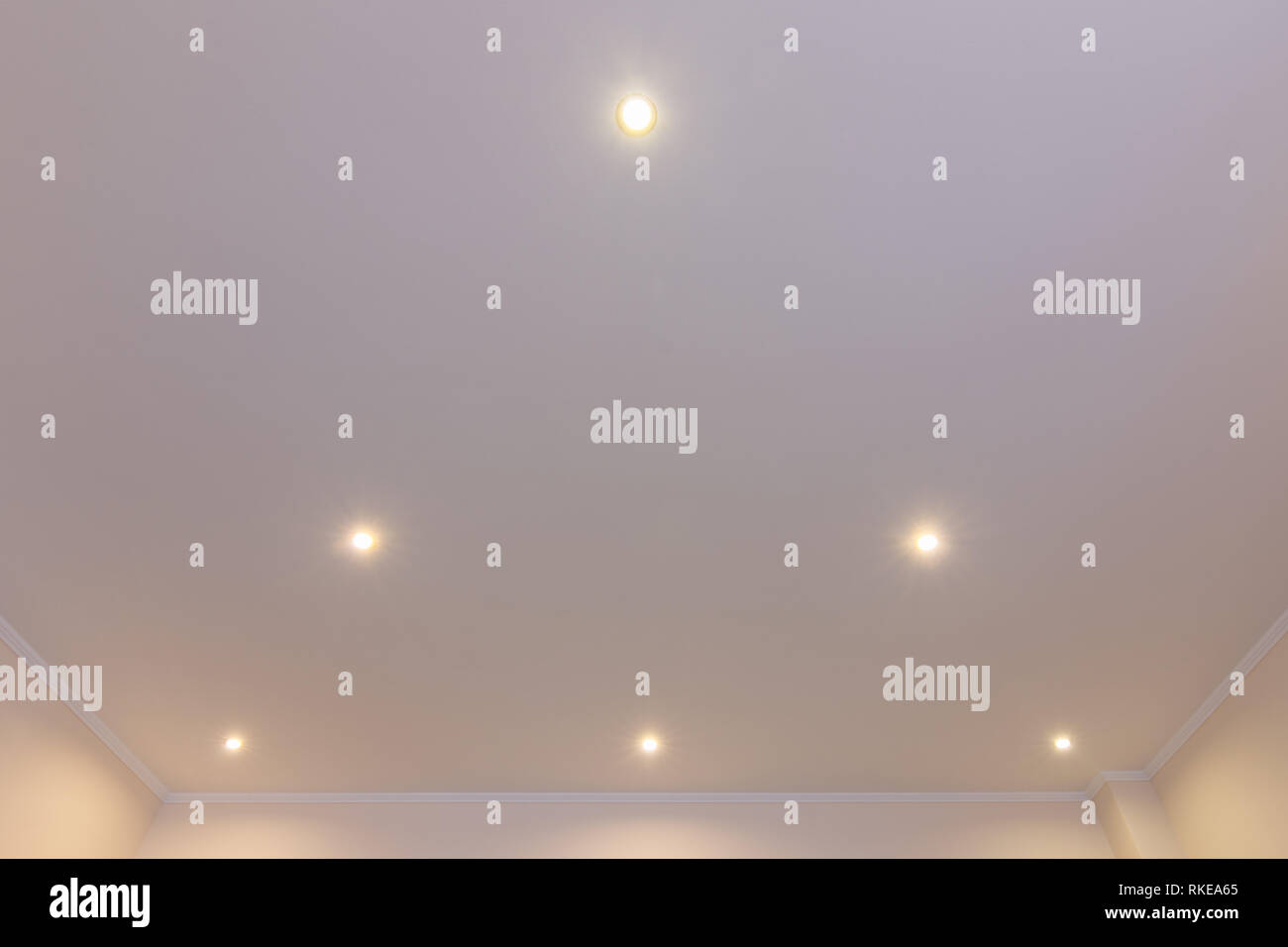 Ceiling in the room with spotlights installed and turned on Stock Photo ...