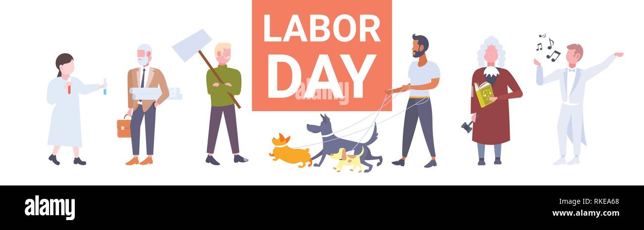 labor day poster people of different professional occupation holiday ...