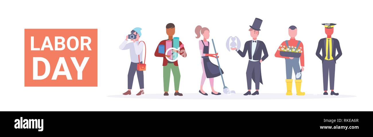 labor day poster people of different professional occupation holiday ...
