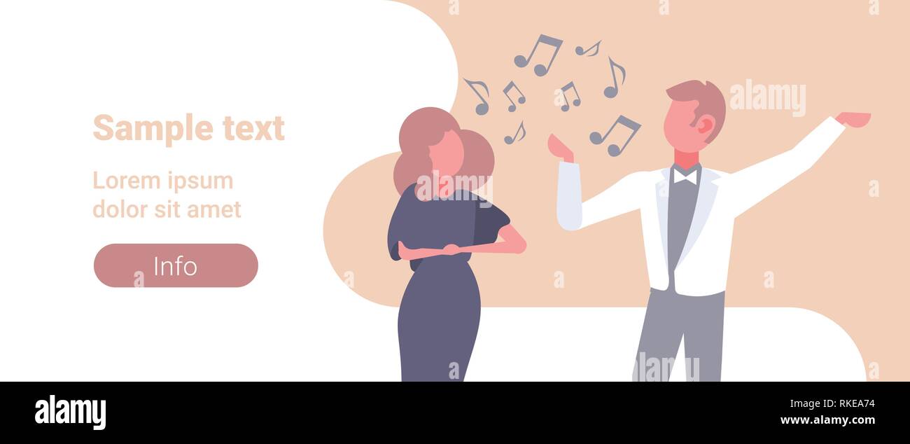 elegant couple opera singers man woman singing song wearing elegant ...