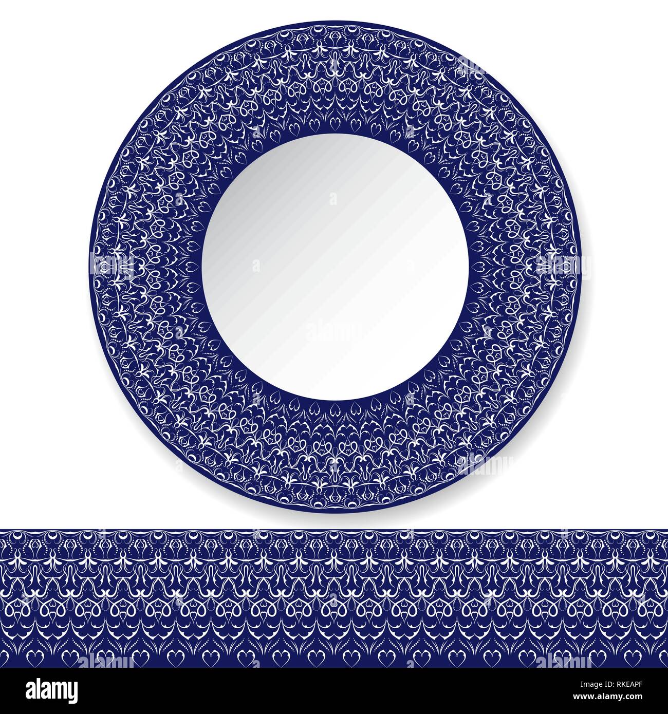 Decorative ceramic plate blue Stock Vector Images - Alamy