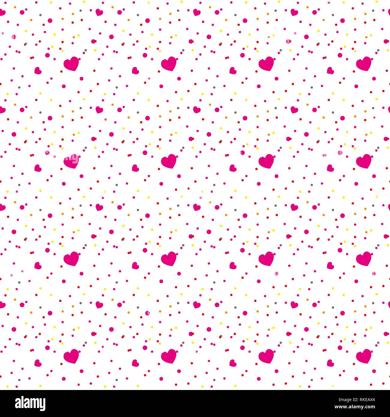 Pink Hearts circle on White Background. Valentine s Day Pattern ...