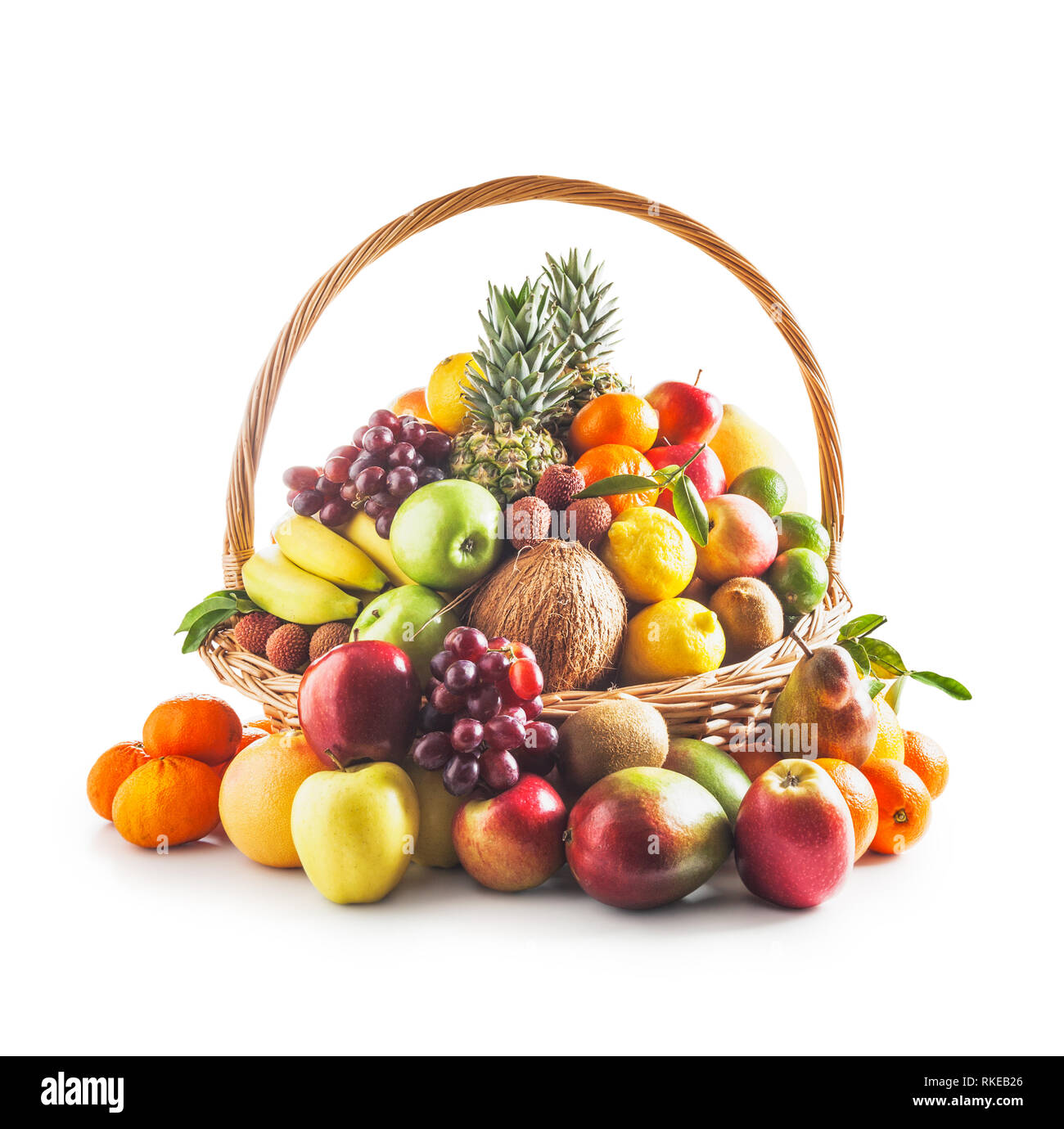 Basket of fresh fruits. Healthy eating and dieting concept. Winter ...