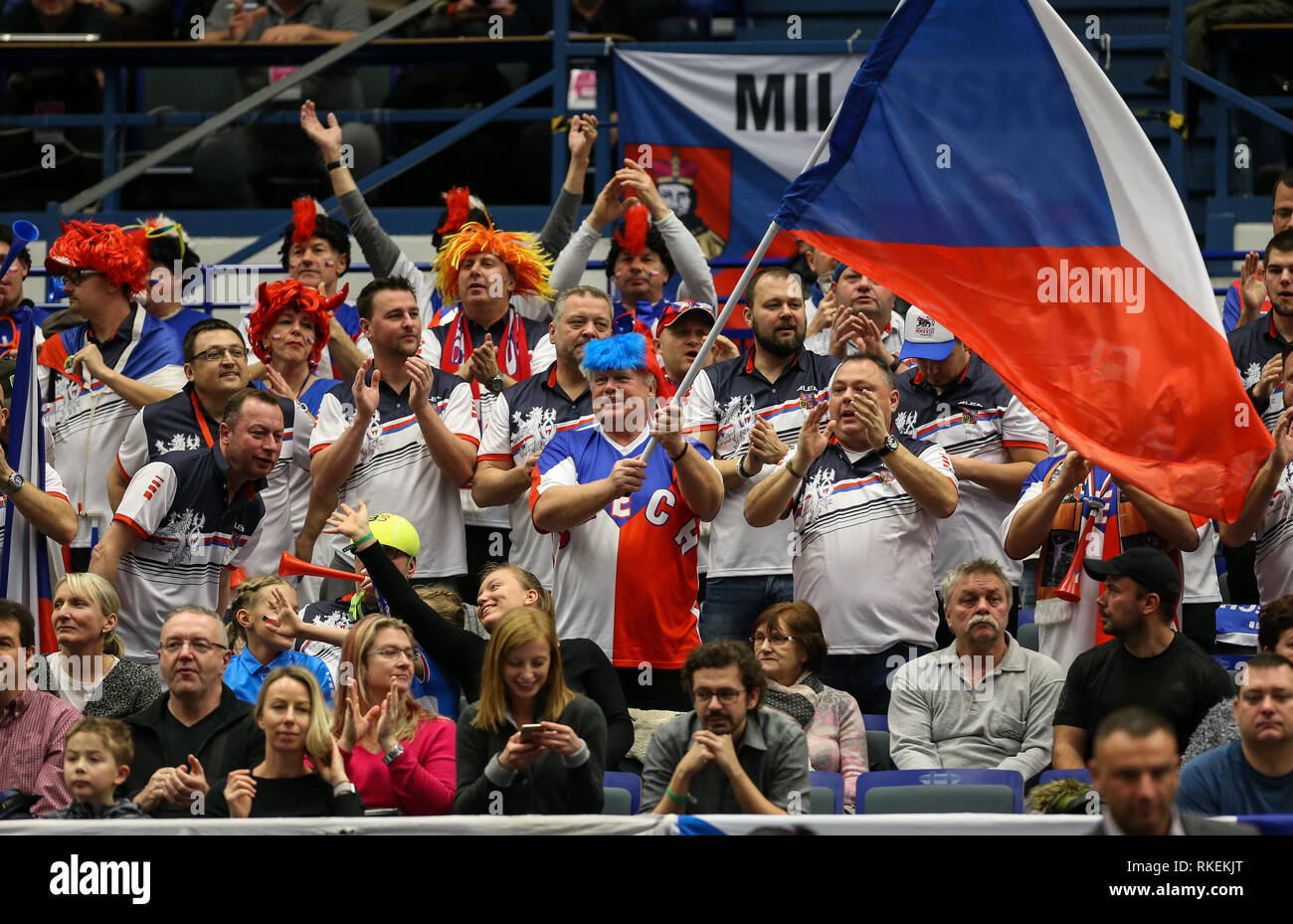 Ostrava, Czech Republic. 09th Feb, 2019. Czech fans with in action ...