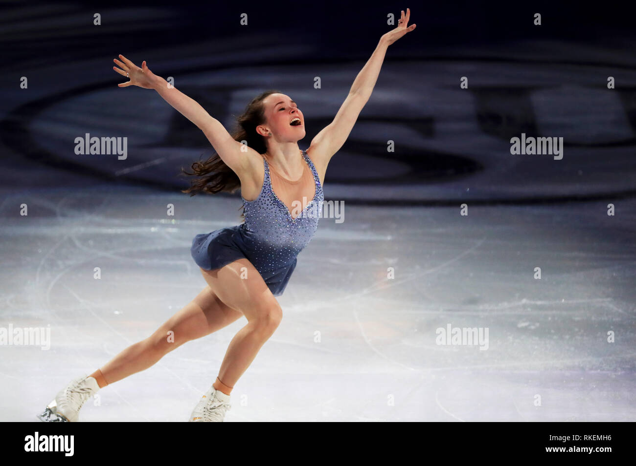 Anaheim, USA. 10th Feb, 2019. Mariah Bell of the United States performs ...