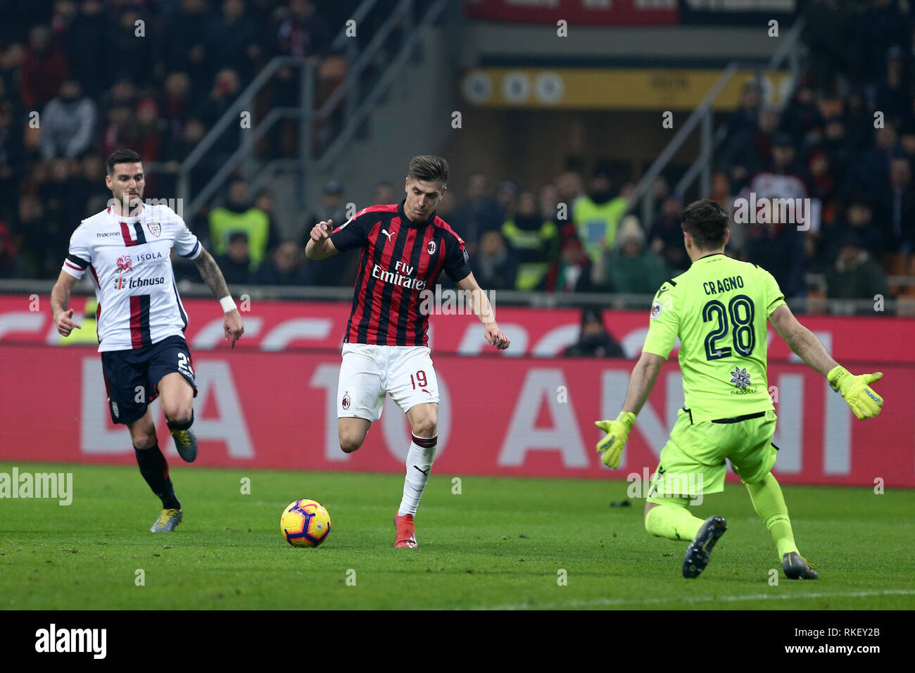 Milano, Italy. 10th February, 2019. Krzysztof Piatek of Ac Milan in ...