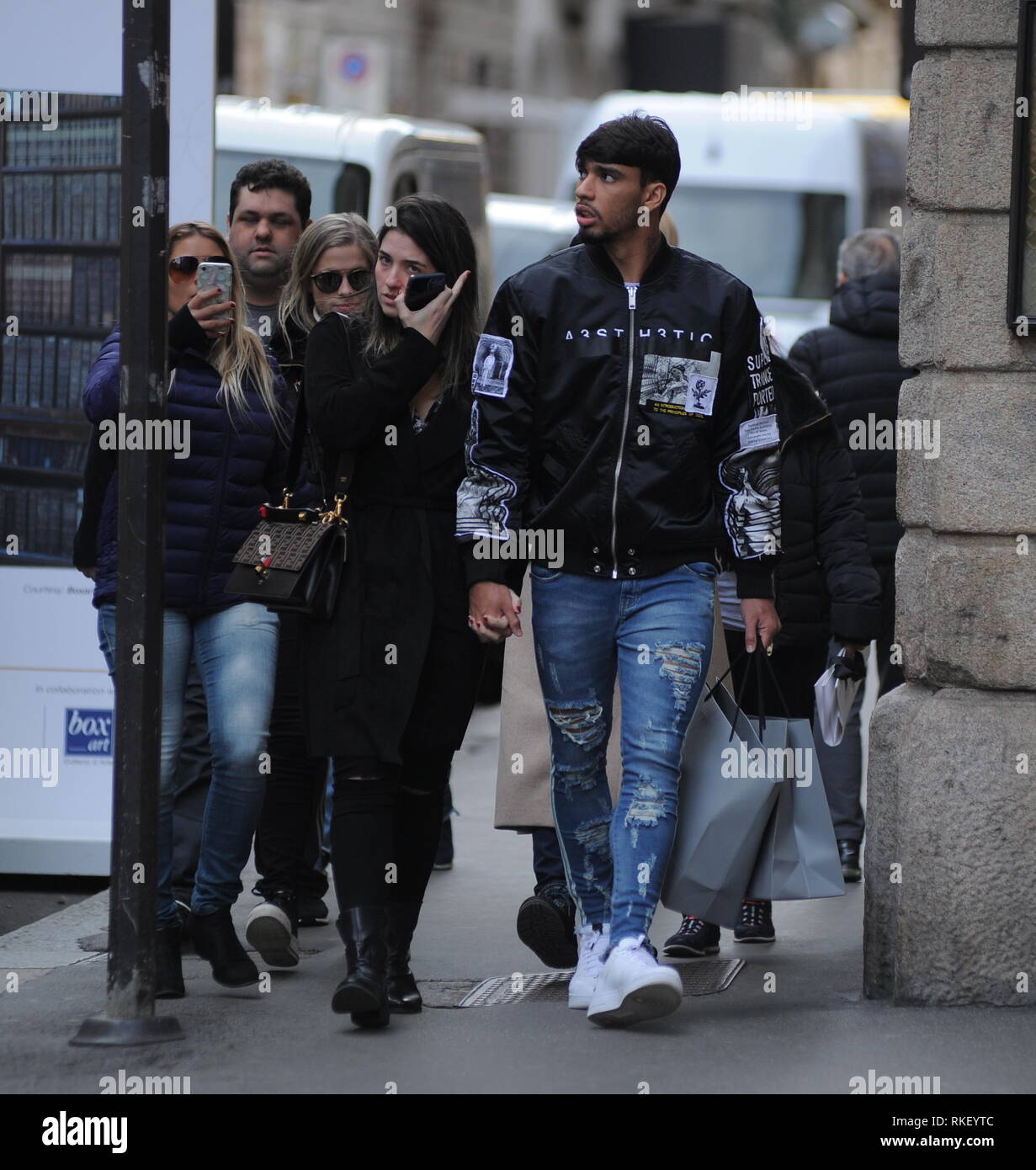 Milan, Lucas Paqueta and wife Maria Eduarda Fournier in the center ...