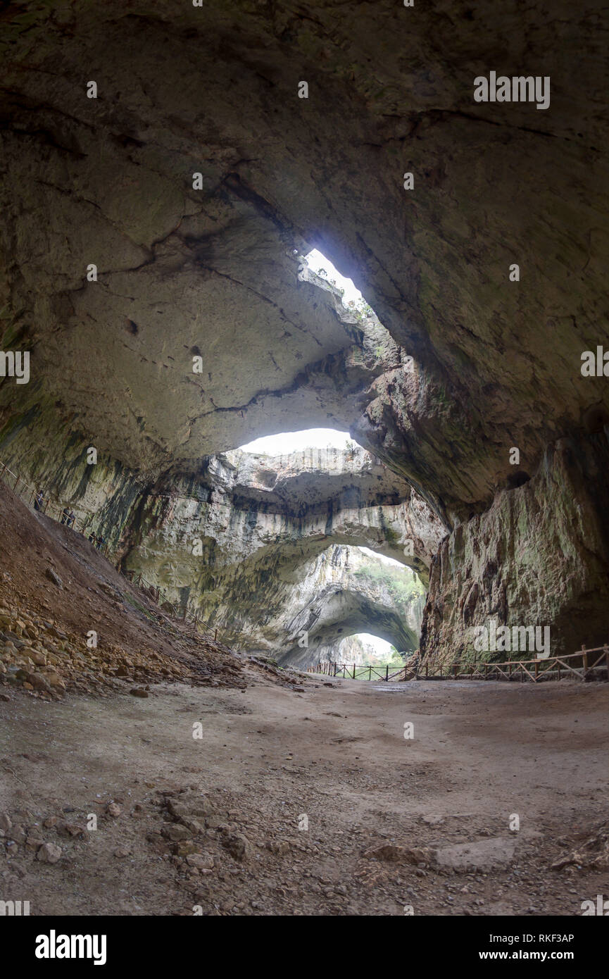 Devetashka cave near Lovech, Bulgaria. Cave formation, tourist ...
