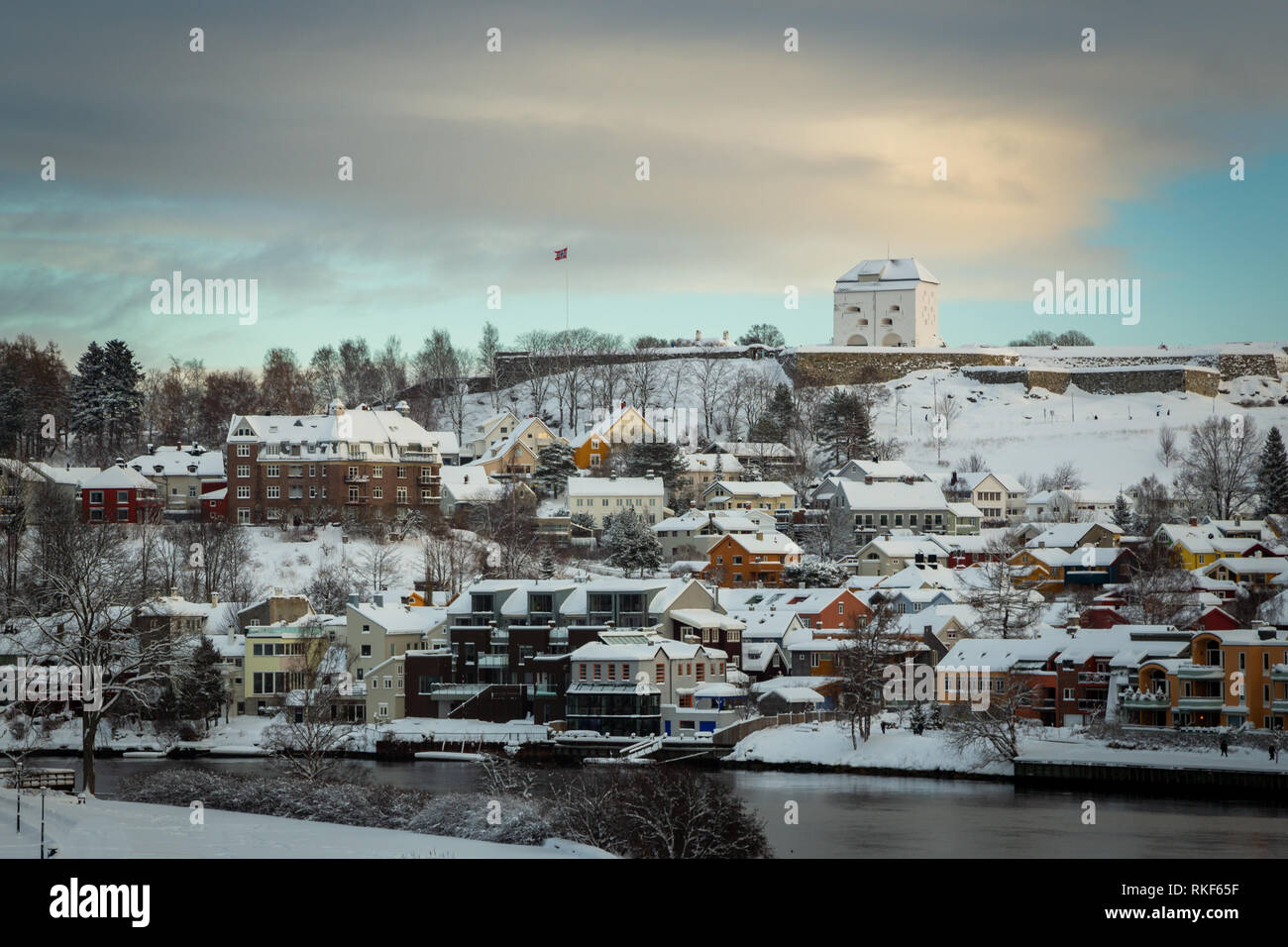 Kristiansten Festning old fortress on the hills in Trondheim, Norway ...