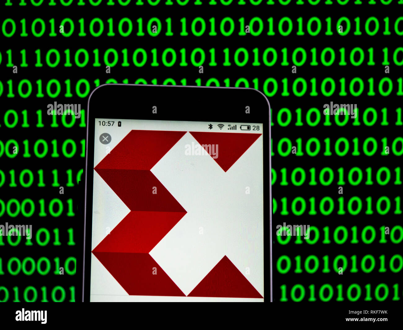 Xilinx Semiconductor manufacturing company logo seen displayed on smart ...