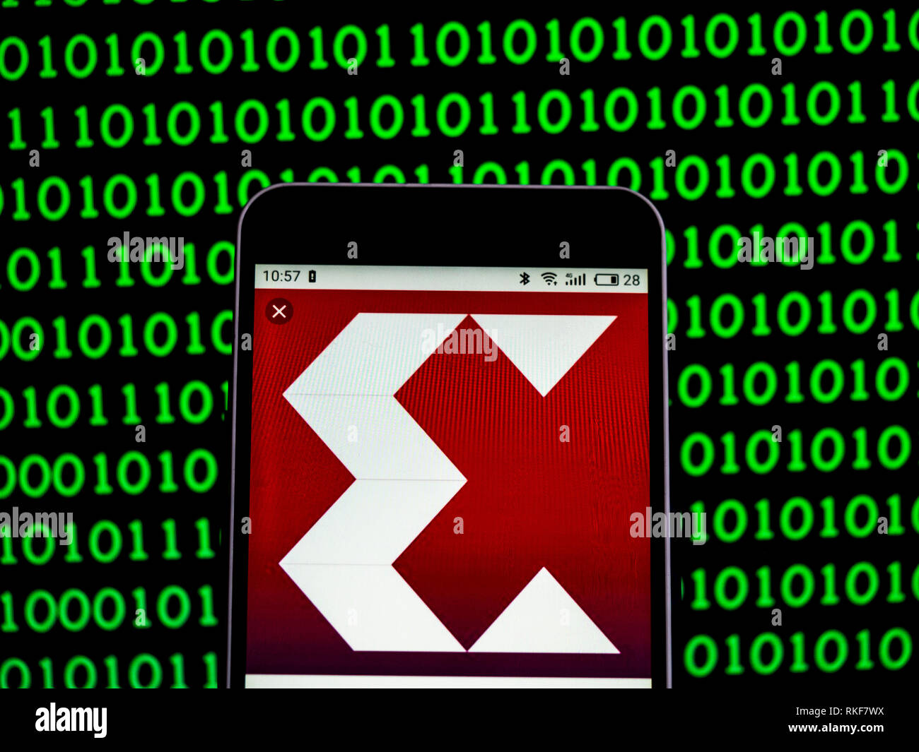 Xilinx Semiconductor manufacturing company logo seen displayed on smart ...