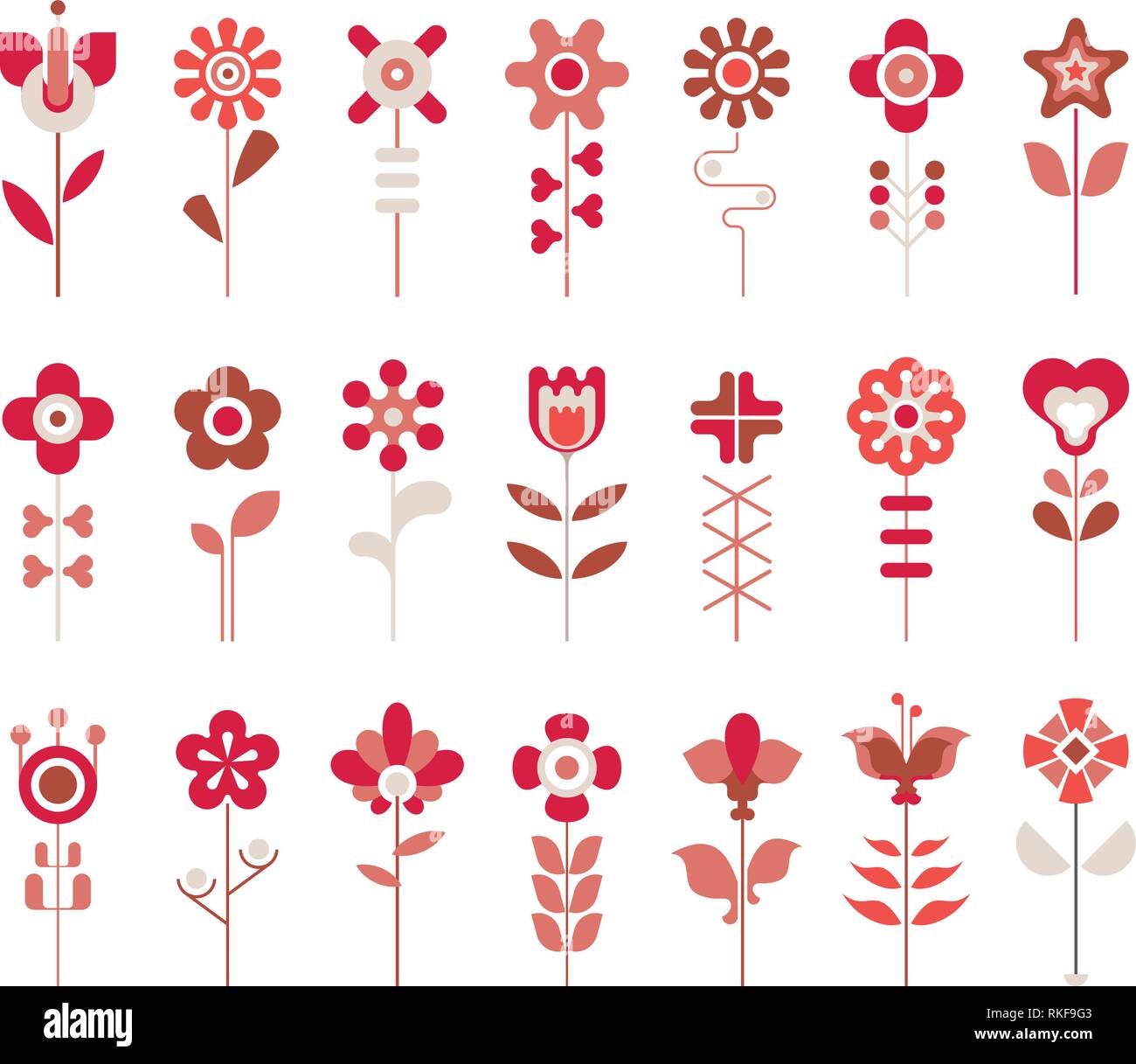 Flower vector icon set isolated on a white background. Bundle of design ...