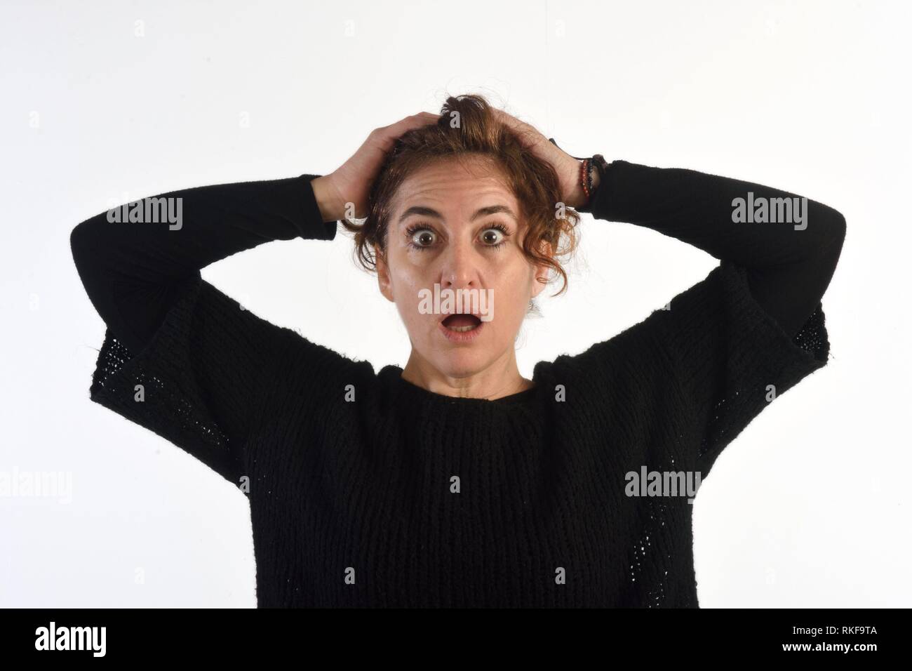 Woman with expressive face Stock Photo - Alamy