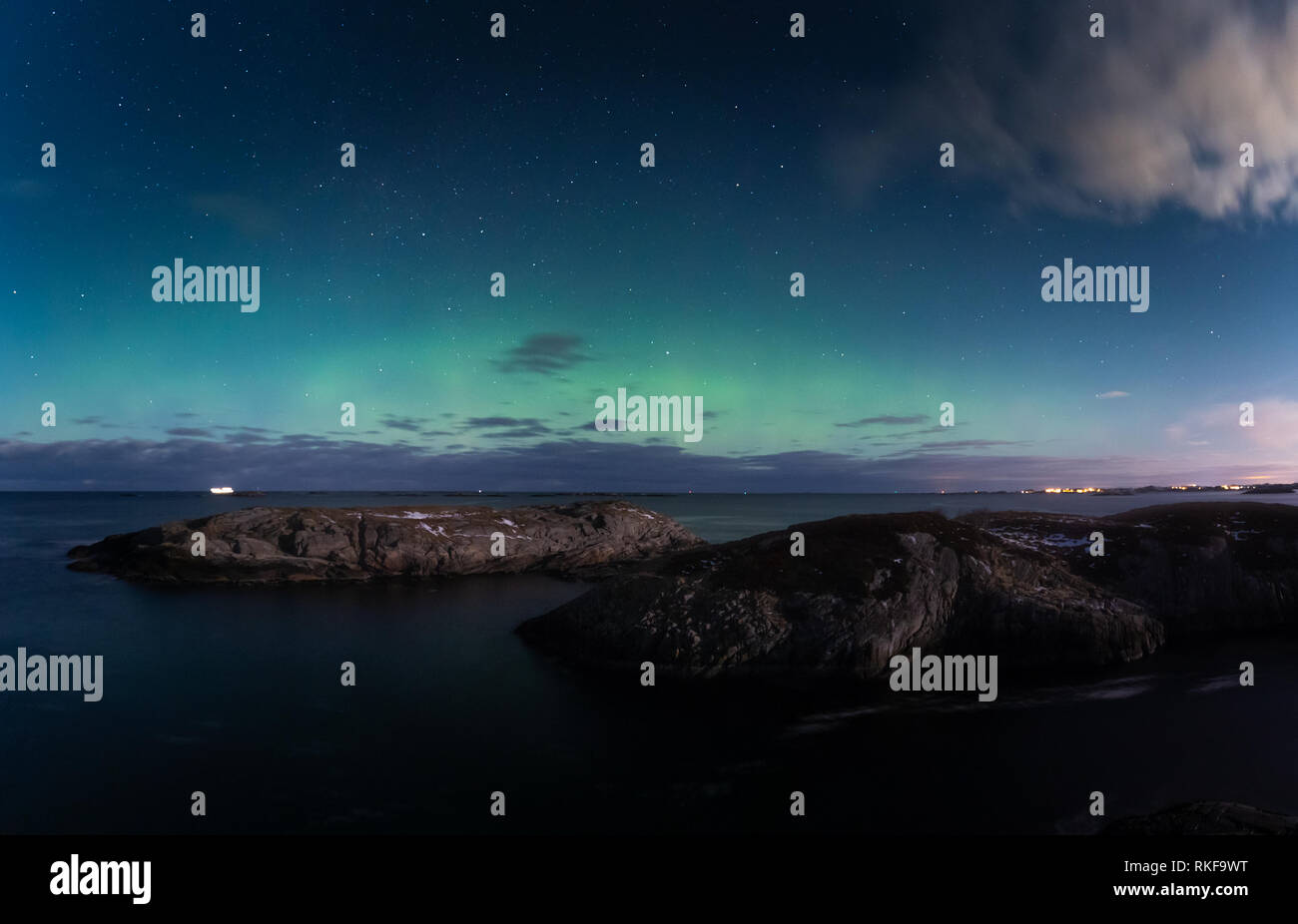 North lights Aurora Borealis seen from Atlantic Ocean Road ...