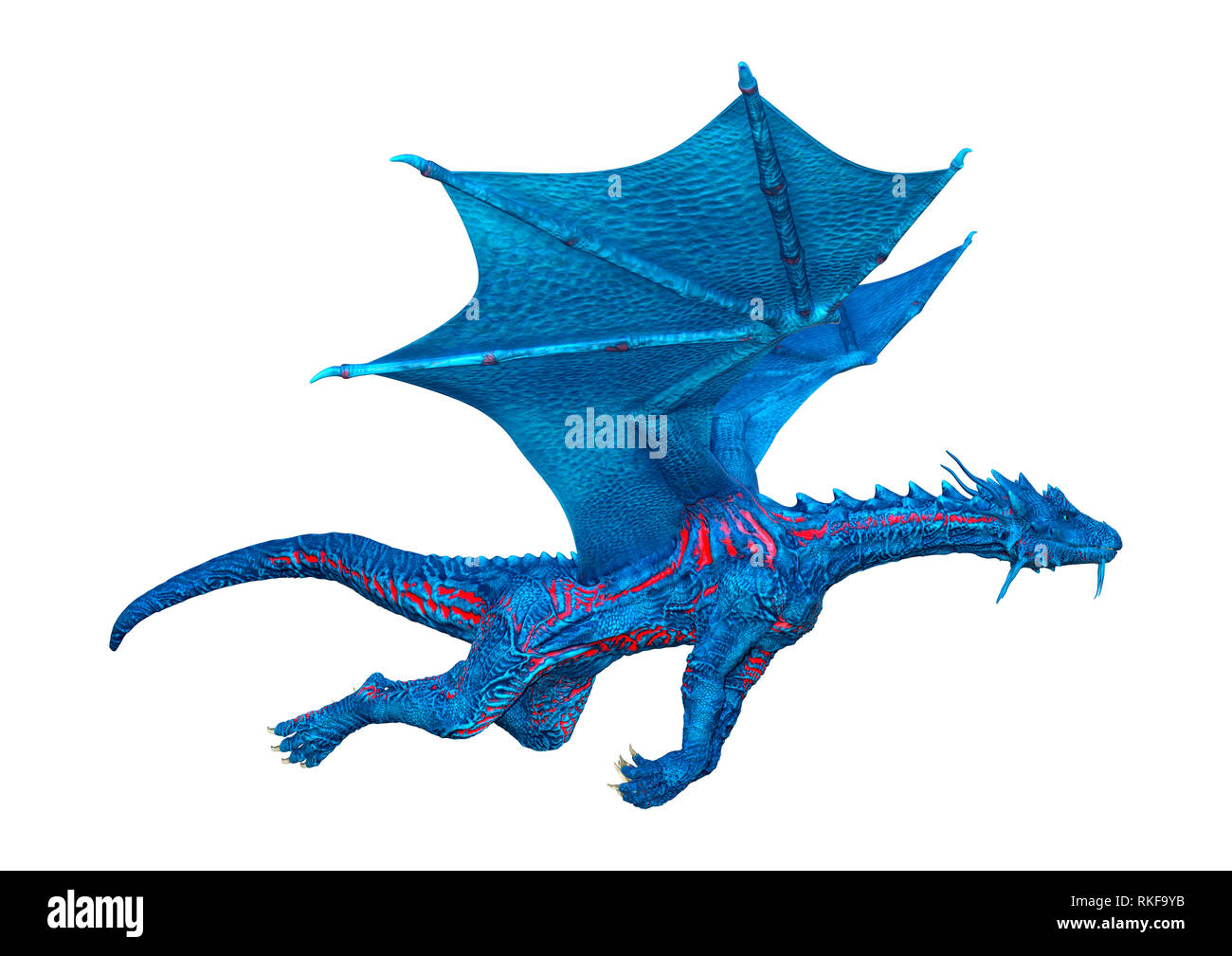 3D rendering of a blue fantasy dragon isolated on white background ...
