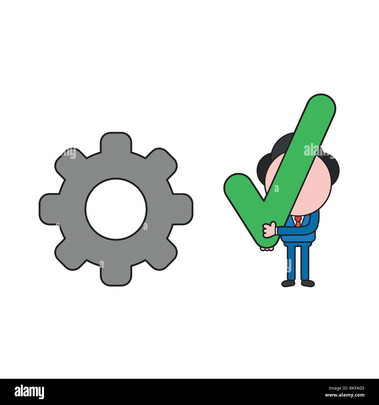 Vector illustration businessman character with gear and holding check ...