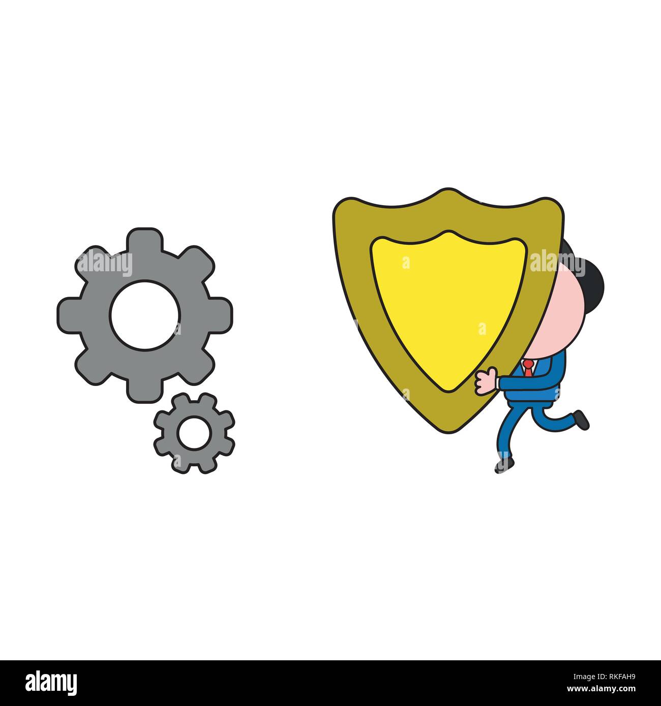 Vector illustration businessman character running and carrying guard ...