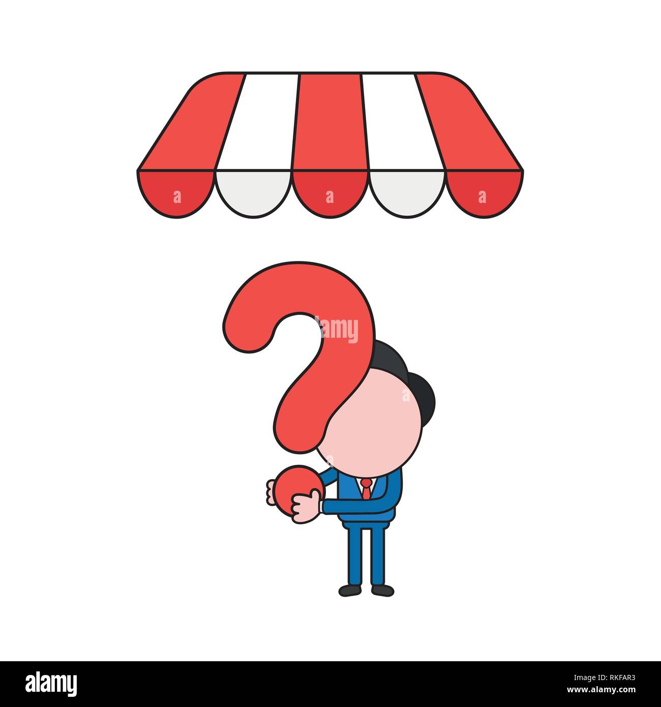 Vector illustration businessman character holding question mark under ...