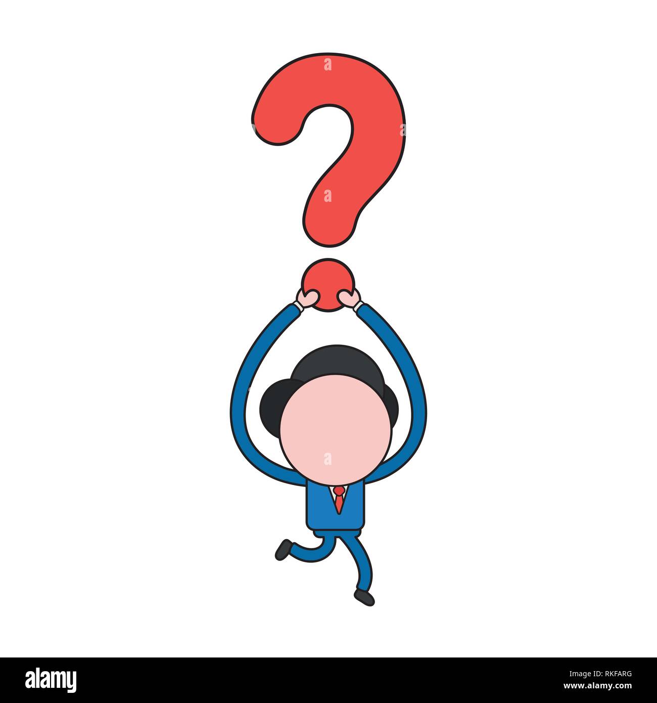 Vector illustration businessman character running and carrying question ...