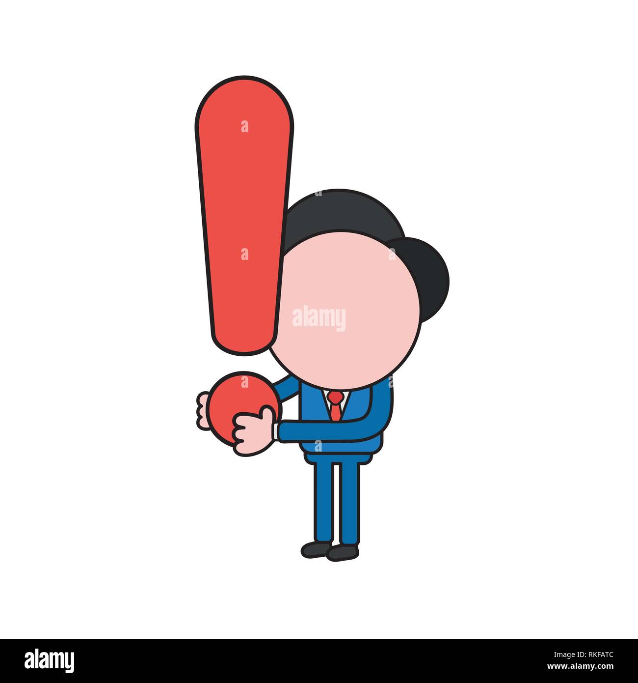 Vector illustration businessman character holding exclamation mark ...