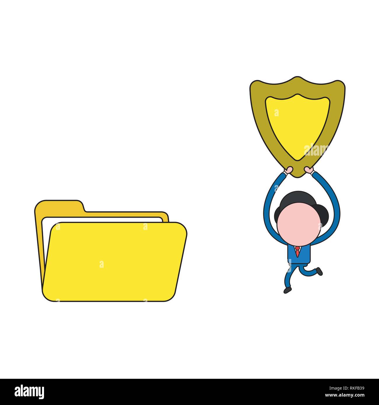 Vector illustration businessman character running and carrying guard ...