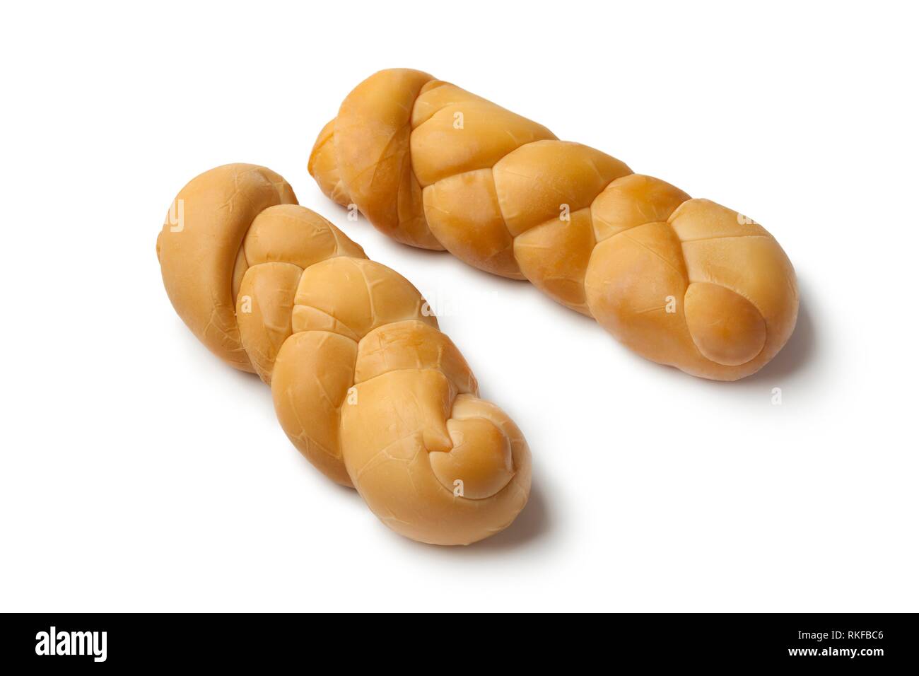 Traditional smoked Slovakian semi fat, steamed cheese on white ...