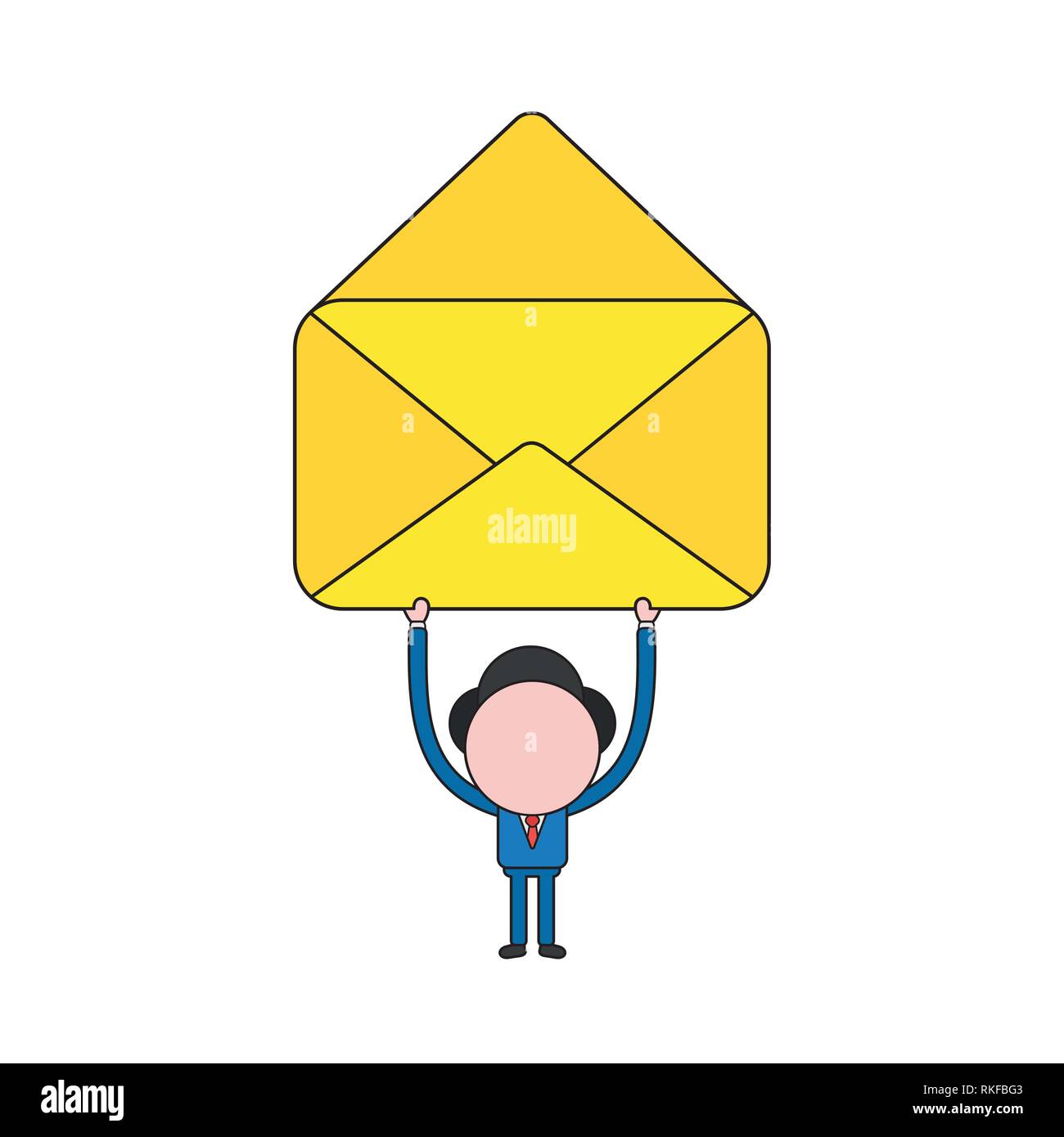 Vector illustration businessman character holding up open empty mail ...