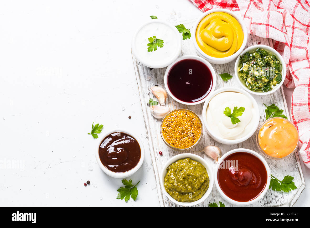 Sauce set assortment - mayonnaise, mustard, ketchup and others o Stock ...
