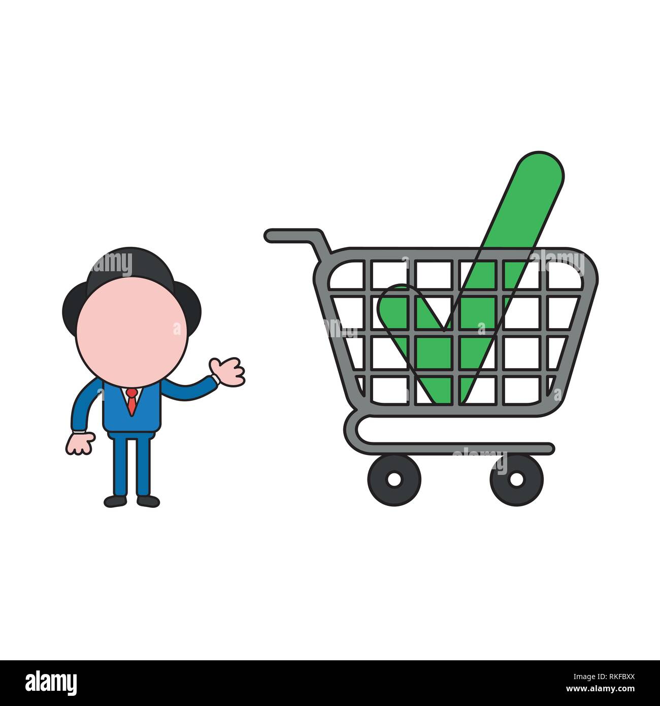 Vector illustration businessman character showing check mark inside ...