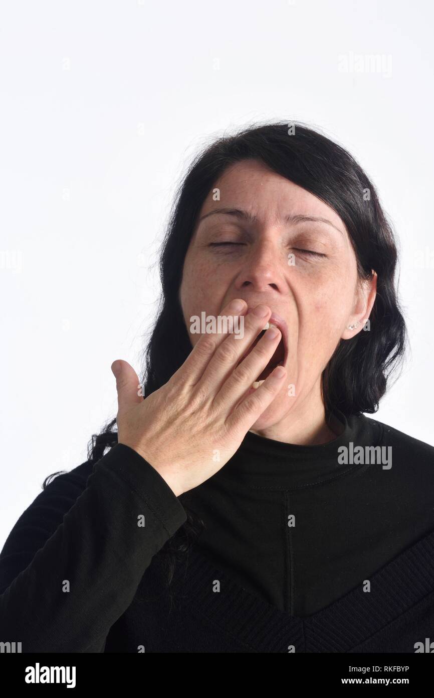 Woman yawning hi-res stock photography and images - Alamy