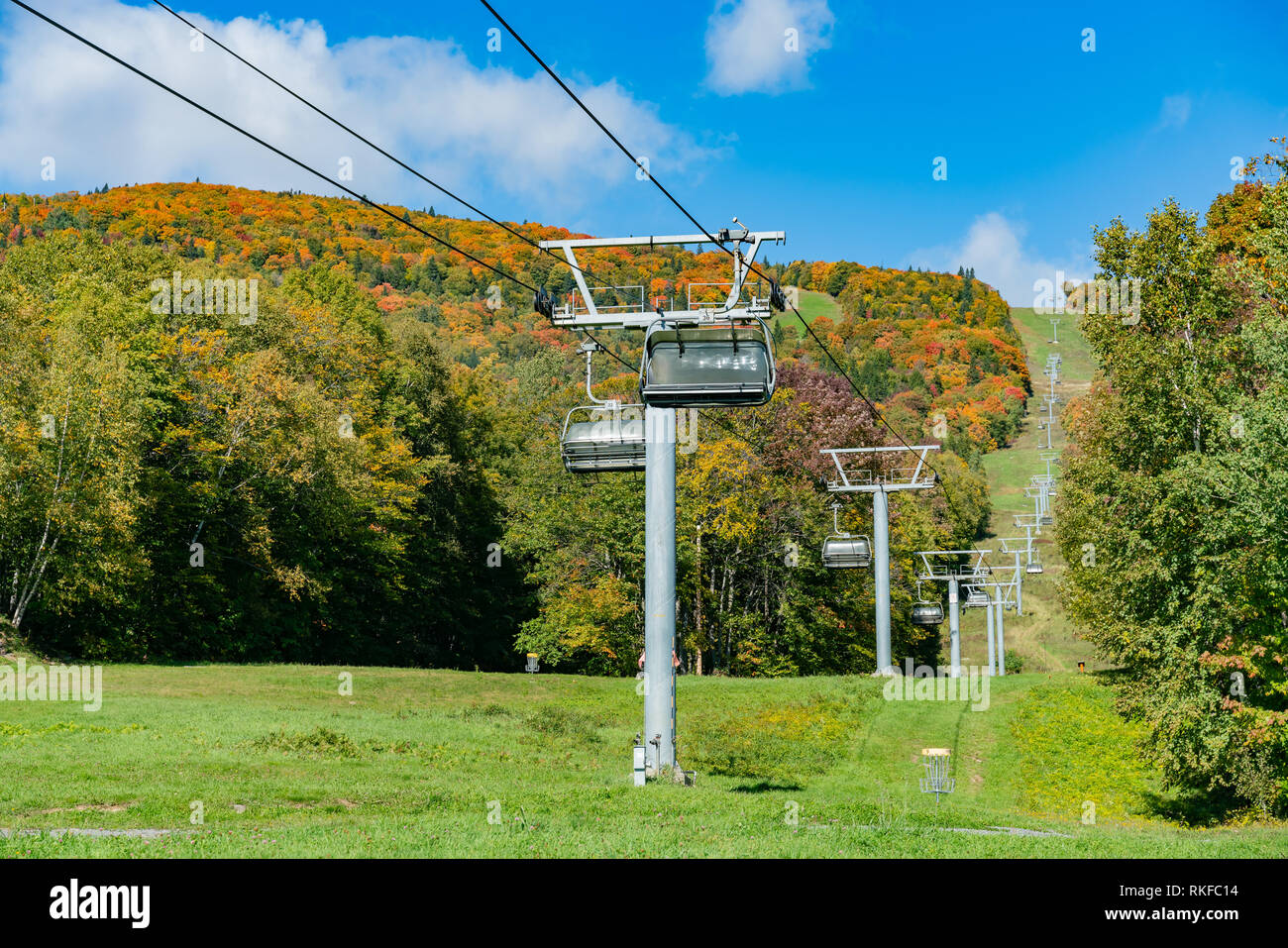 Beautiful fall color of the Mont Orford at Quebec, Canada Stock Photo ...