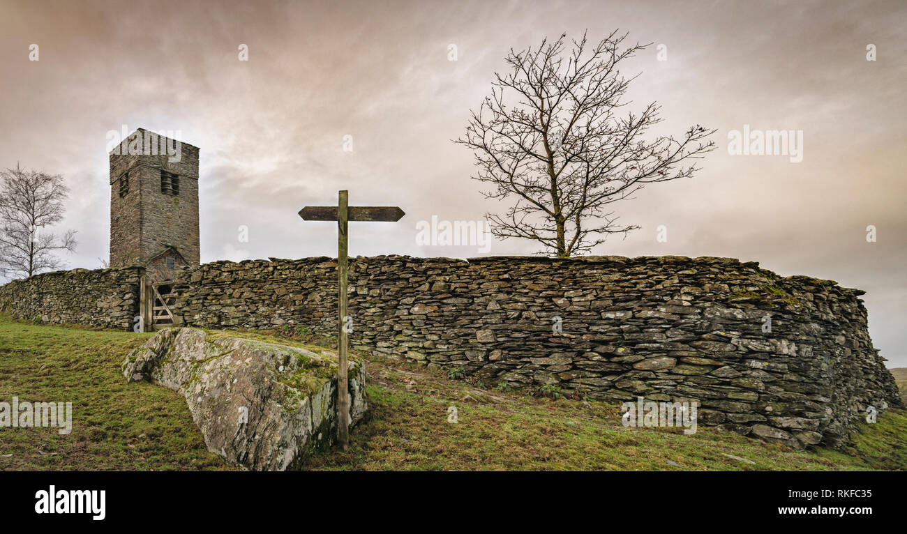 The old church tower of St Catherine's in Crook near Kendal. This tower ...