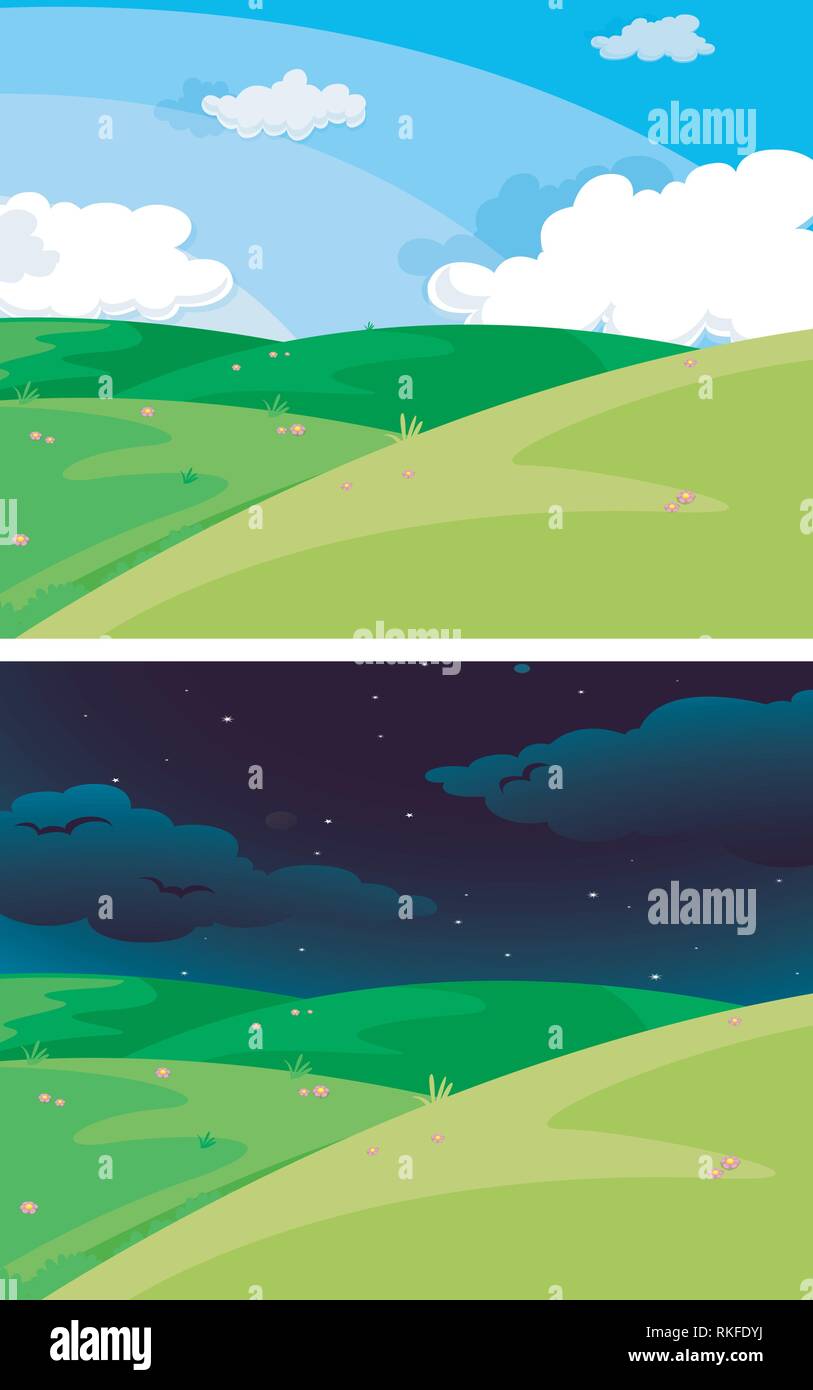 Day and night nature scene illustration Stock Vector Image & Art - Alamy