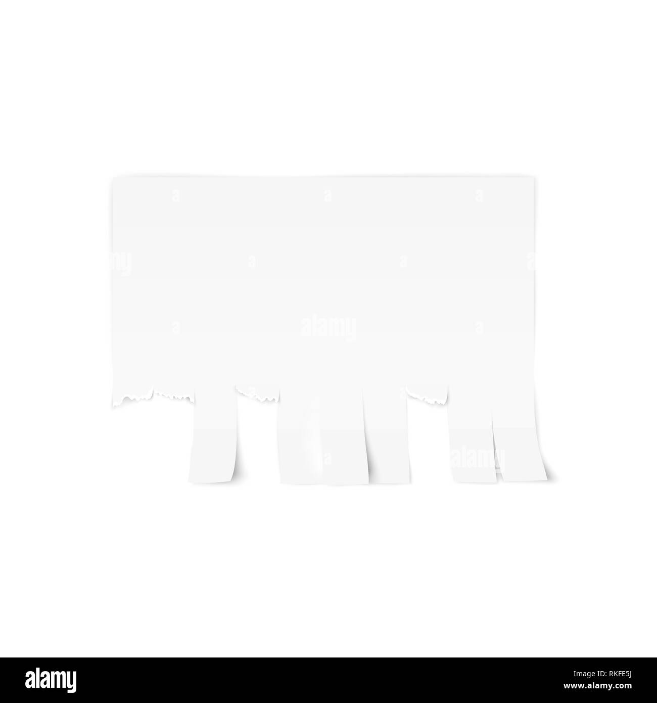 Tear-off paper template. White advertisement paper on white background ...