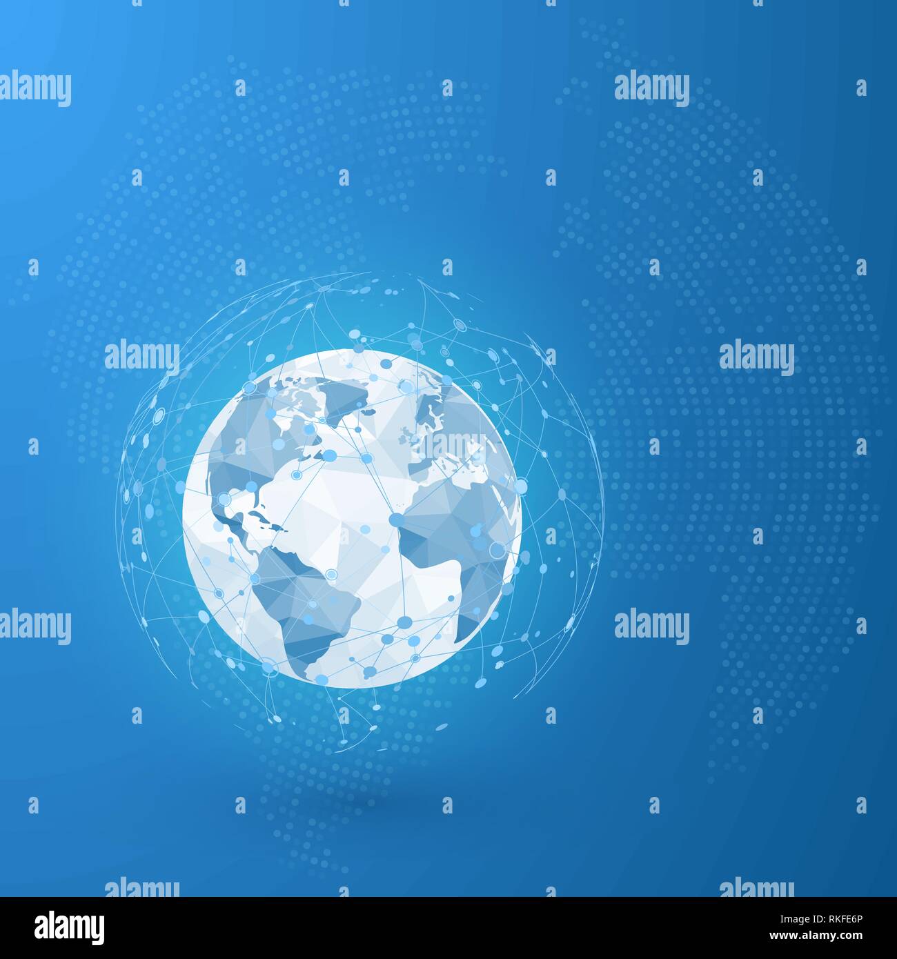 Global network. Point connecting network. World map point and lines and triangles. Vector ...