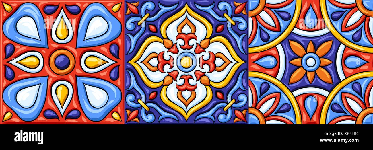 Mexican talavera ceramic tile pattern. Ethnic folk ornament Stock ...