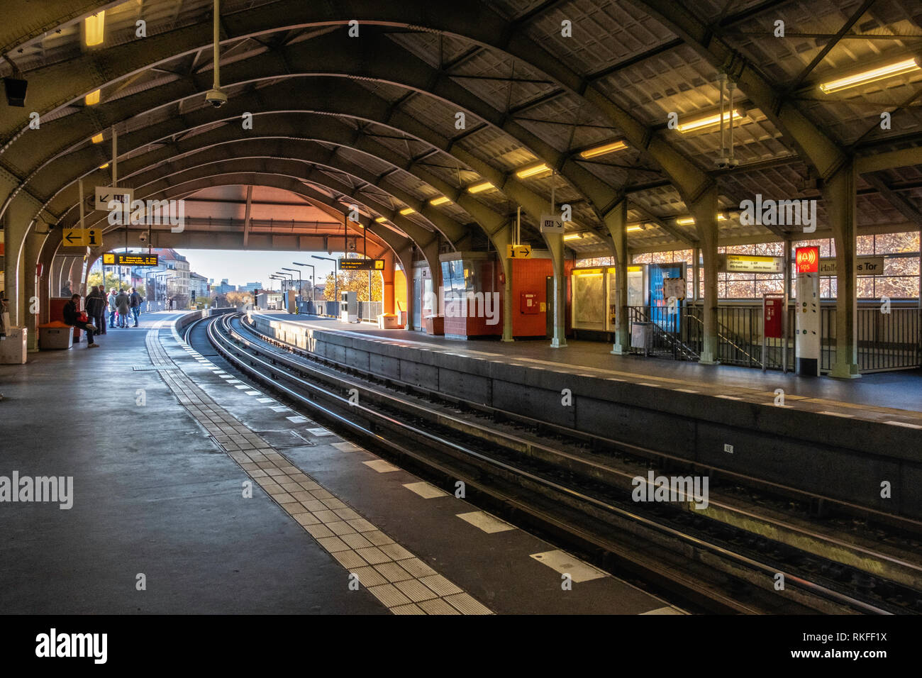 Berlin, Kreuzberg, Hallesches Tor underground railway station interior ...