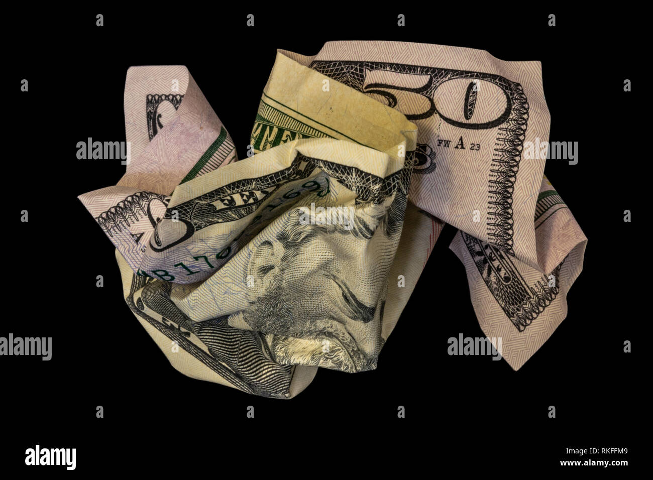 Fifty dollar bill crumpled hi-res stock photography and images - Alamy
