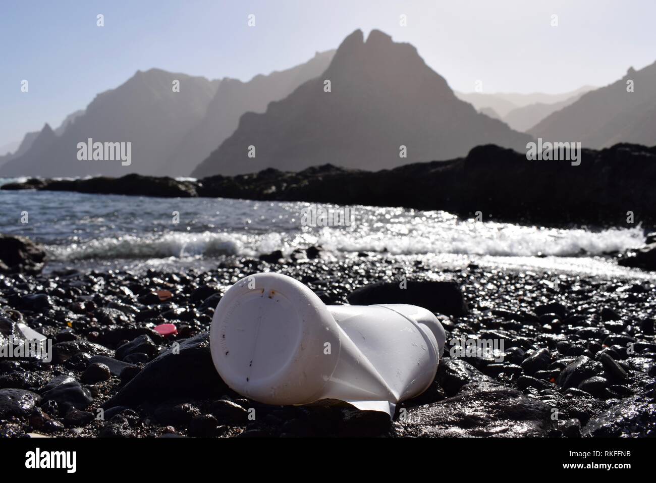 plastic by the beach Stock Photo - Alamy