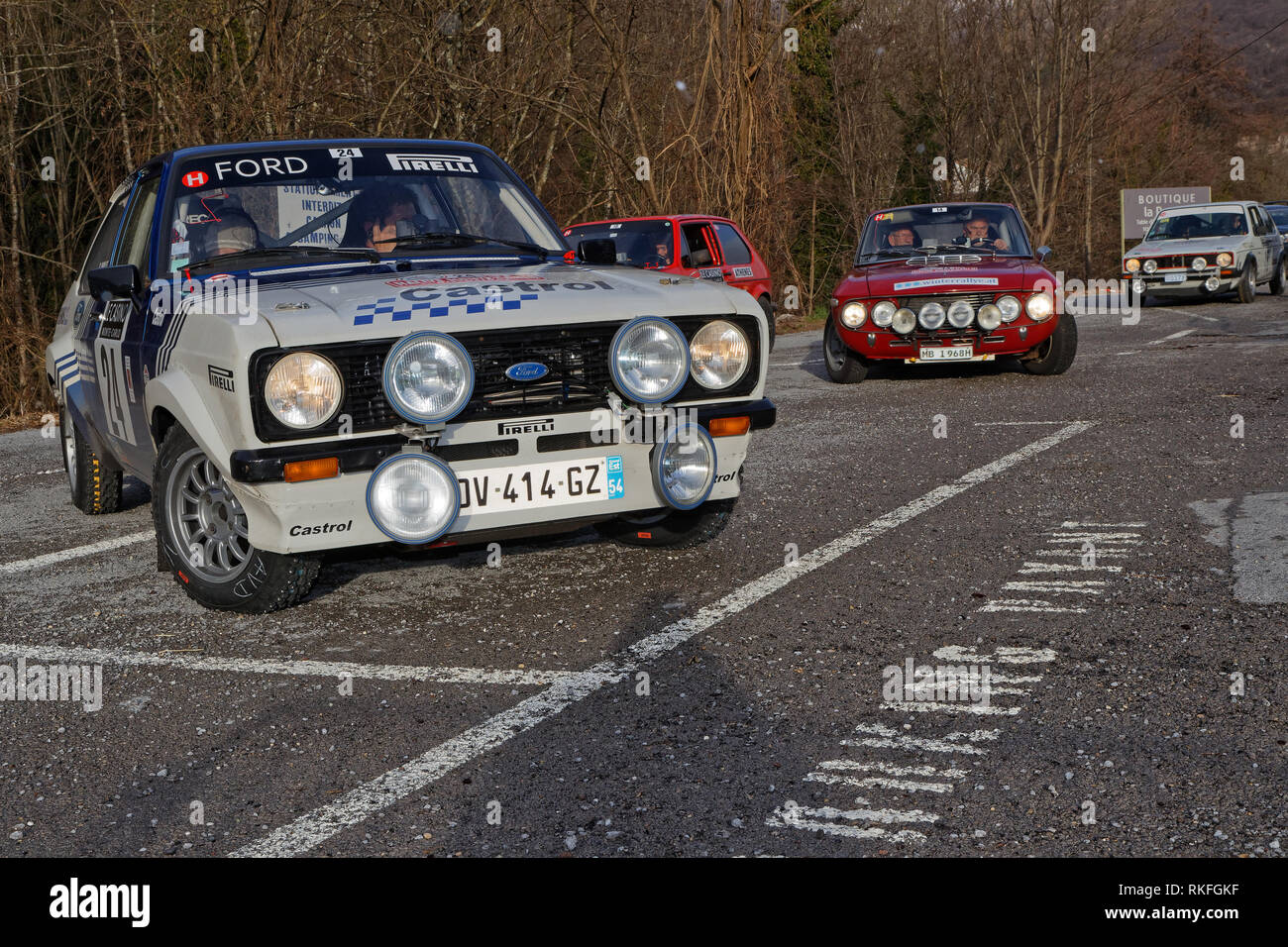 ANTRAIGUES, FRANCE, February 3, 2019 : Checkpoint for competitors at La ...