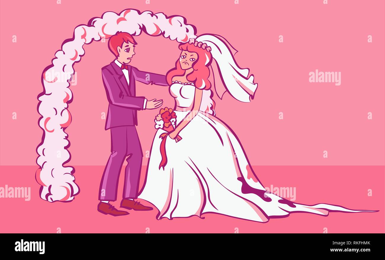 Sad woman wedding dress Stock Vector Images - Alamy